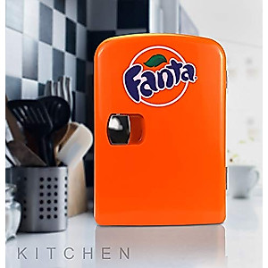 Coca-Cola Fanta FA04 4 Liter/4.2 Quarts 6 Can Portable Mini Cooler/Fridge for Food, Beverages, Orange