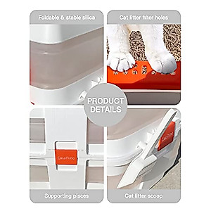 2 Pack Collapsible Kitten Litter Box, CasaTimo Foldable Open Kitty Litter Box for Medium-Sized Cats, Portable Multi-Use Litter Pan for Travel, Assembled to Covered Cat Toilet, Standard Size