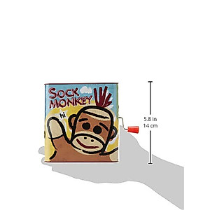 Sock Money Jack in the Box - Timeless Children's Musical Toy - Colorful Embossed Tin Box and Classic Sock Monkey Design - Age 18 months and Up