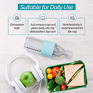 Copco Hydra Reusable Water Bottles | Set of 2 | Non-Slip Sleeve | Spill Resistant Lid | Clear Water Bottles for School, Gym, & Travel | BPA Free Tritan Plastic Water Bottles | 16 Oz (Robins Egg Blue)