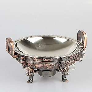 UZOURI Stainless Steel Chafing Dish, Round Chafer Buffet Warmers Set W/Food Pans, Stove Stand, Visible Pot Lid and Fuel Holder, for Kitchen Party(Color:Gold) (Gold)