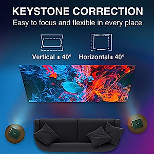 UVISION Native 1080P Full HD Projector, Keystone Correction and Dust-Proof Design to Extend Lifetime, Home Theater & Office Projector, Compatible: Roku, FireTV, Laptop, Phone, Tablets, PS5