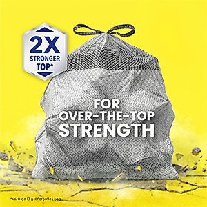 GLAD ForceFlexPlus XL X-Large Kitchen Drawstring Trash Bags, 20 Gallon Grey Trash Bag for Large Kitchen Trash Can, Fresh Clean with Febreze Freshness and Leak Protection, 80 Count (Package May Vary)