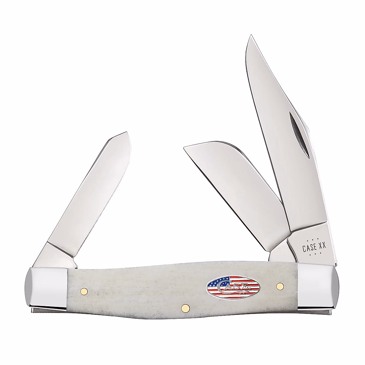 Case xx Knives Large Stockman Stars and Stripes Natural Bone 14093 Carbon Pocket Knife