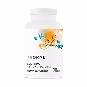 Thorne Super EPA - Omega-3 Fatty Acids EPA 425mg and DHA 270mg Supplement - Support Brain, Cardiovascular, Joints, and Skin - Gluten-Free, Dairy-Free, Soy-Free - 90 Gelcaps