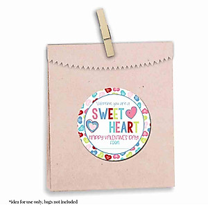 You're A Sweetheart Candy Heart Valentine Party Favor Sticker Labels for Kids, 40 2" Party Circle Stickers by AmandaCreation, Great for Classroom Valentines, Envelope Seals, More