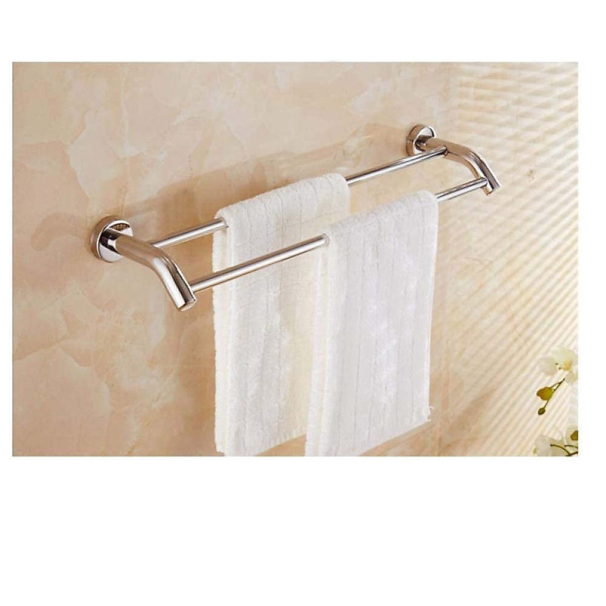 NERDOH SUS304 Stainless Steel Bright Silver Double Rod Multi-Function for Kitchen and Bathroom Towel rack-40x15CM Wall Mounted Towel Bar Hanging for Kitchen Bathroom Cupboard