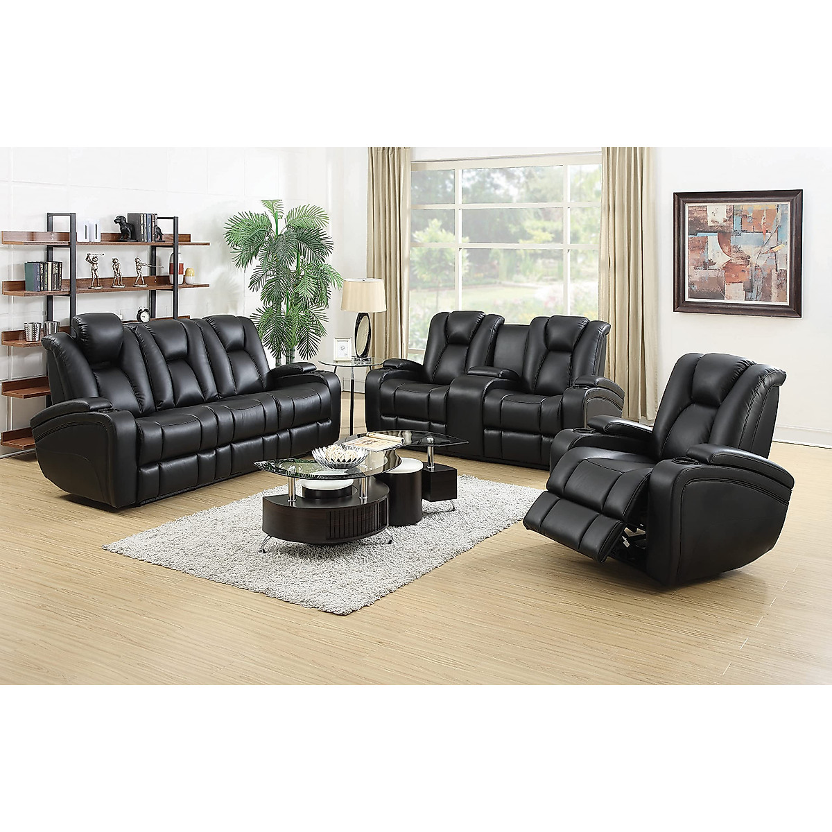 Coaster Furniture Delange Reclining Power Sofa with Adjustable Headrests and Storage in Armrests Black 601741P