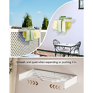 Vikaqi Wall Mounted Clothes Drying Rack 31.5", Foldable Wall Mount Laundry Drying Rack Folding Indoor, Drying Rack Clothing Collapsible, Towel Drying Rack with Wall Template