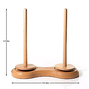Birdtown Traders Double Yarn Spindle - Made from Beech Wood - Complete with 20 Plastic Stitch Markers