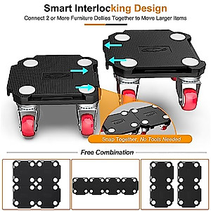 Ronlap Furniture Movers, Furniture Dollies Moving Dolly 4 Wheels Heavy Duty, Furniture Lifter Mover Tool Set for Moving Equipment Heavy Furniture Appliance Refrigerator Sofa, 680Lbs Capacity, Black