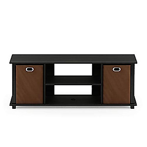 FURINNO Econ Entertainment Center, Americano/Black/Brown 42 Inch TV Size