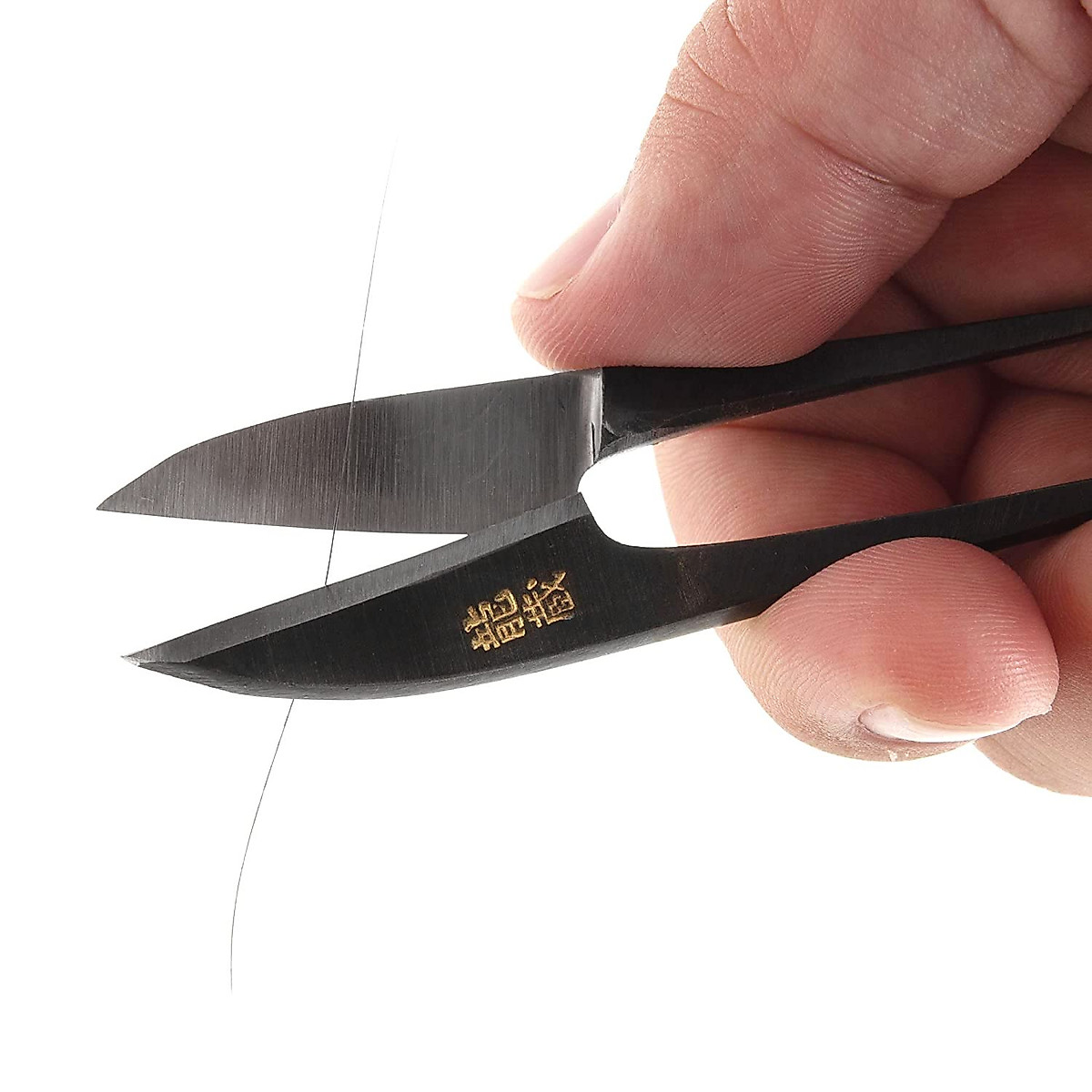 KAKURI Thread Snips Japanese Nigiri Thread Scissors for Sewing, Spring Action Self Opening Thread Cutting Tool, Sharp Japanese Carbon Steel 105mm Black, Made in JAPAN