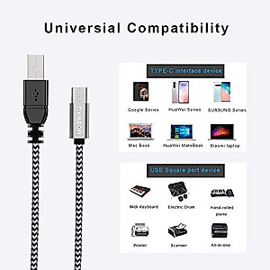 MOSWAG 6.6FT/2M USB C Printer Cable Type C to USB MIDI Cable for Samsung Huawei Laptop MacBook to Midi Controller,Midi Keyboard,Printer Scanner,Audio Interface Recording and More
