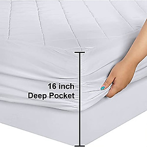 Utopia Bedding Quilted Fitted Mattress Pad (Twin) - Elastic Fitted Mattress Protector - Mattress Cover Stretches up to 16 Inches Deep - Machine Washable Mattress Topper