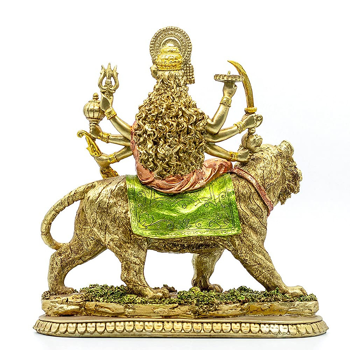 BangBangDa Hindu Goddess Durga Idol Statue - Durga On Tiger Figurine India Murti Home Mandir Temple Altar Puja Item Birthday Diwali Pooja Gifts for Indian Yoga Meditation Spritural Decor