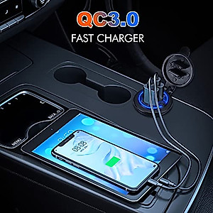 [2 Pack] 12v USB Outlet,Dual USB Quick Charger 3.0 Port Waterproof Power Outlet 12V/24V Fast Charge USB Charger Socket with Power Switch for Car Golf Cart Boat Marine Bus Truck RV Marine Motorcycle