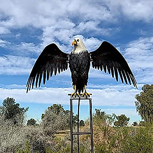 Garden Eagle Metal Stake, Life-Like Garden Art Sculpture Patio Decoration Outdoor Eagle Statue Ornament for Lawn Yard Eagle