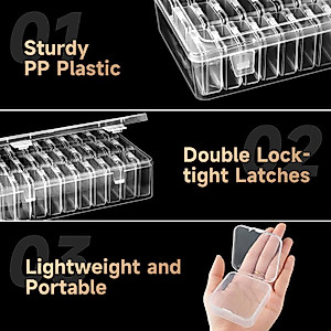 Mauproy Bead Organizer Box, 31 Pcs Small Clear Plastic Bead Storage Cases, Mini Rectangle Storage Containers with Hinged Lids and Labels for DIY Art Craft Jewelry Bracelet Making