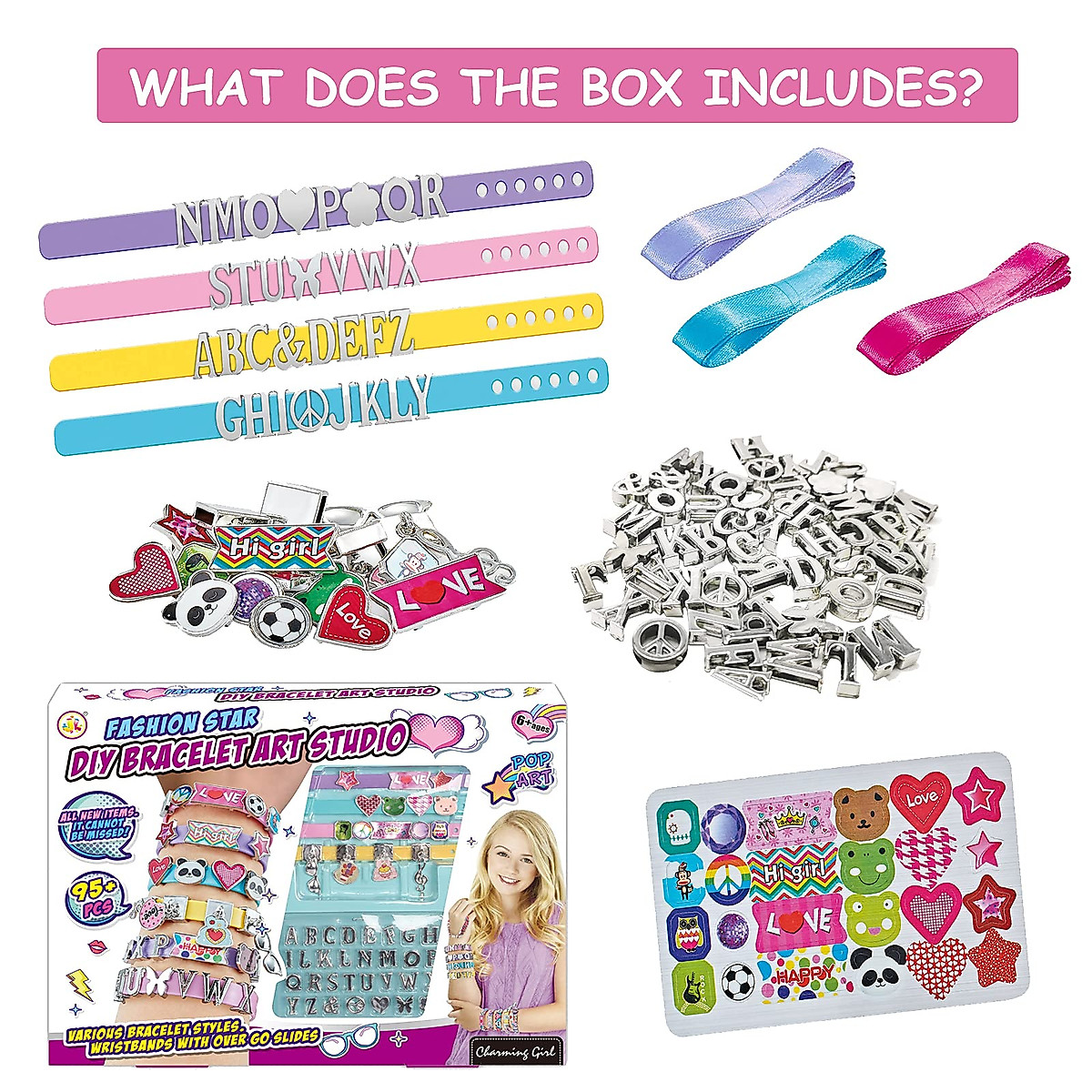 Friendship Bracelet Making Kit 95+ Pcs for Girls,Arts and Crafts Gifts for 6 7 8 9 10 11 12 13 Years Old Girls DIY Christmas and Birthday Gifts Travel Activity Set