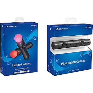 Sony Playstation VR PSVR Camera and 2 Pack Move Motion Controllers PS4