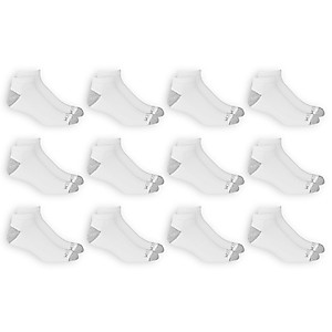 Fruit of the Loom Men's Dual Defense Low Cut Socks (12 Pack), White, Medium (6-12)