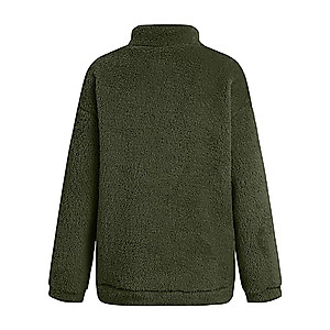 JMMSlmax Womens 3/4 Zip Fall Winter Oversized Fleece Sweatshirts Pullover Fall Fashion Outfits Clothes Fuzzy Coat Plus Size