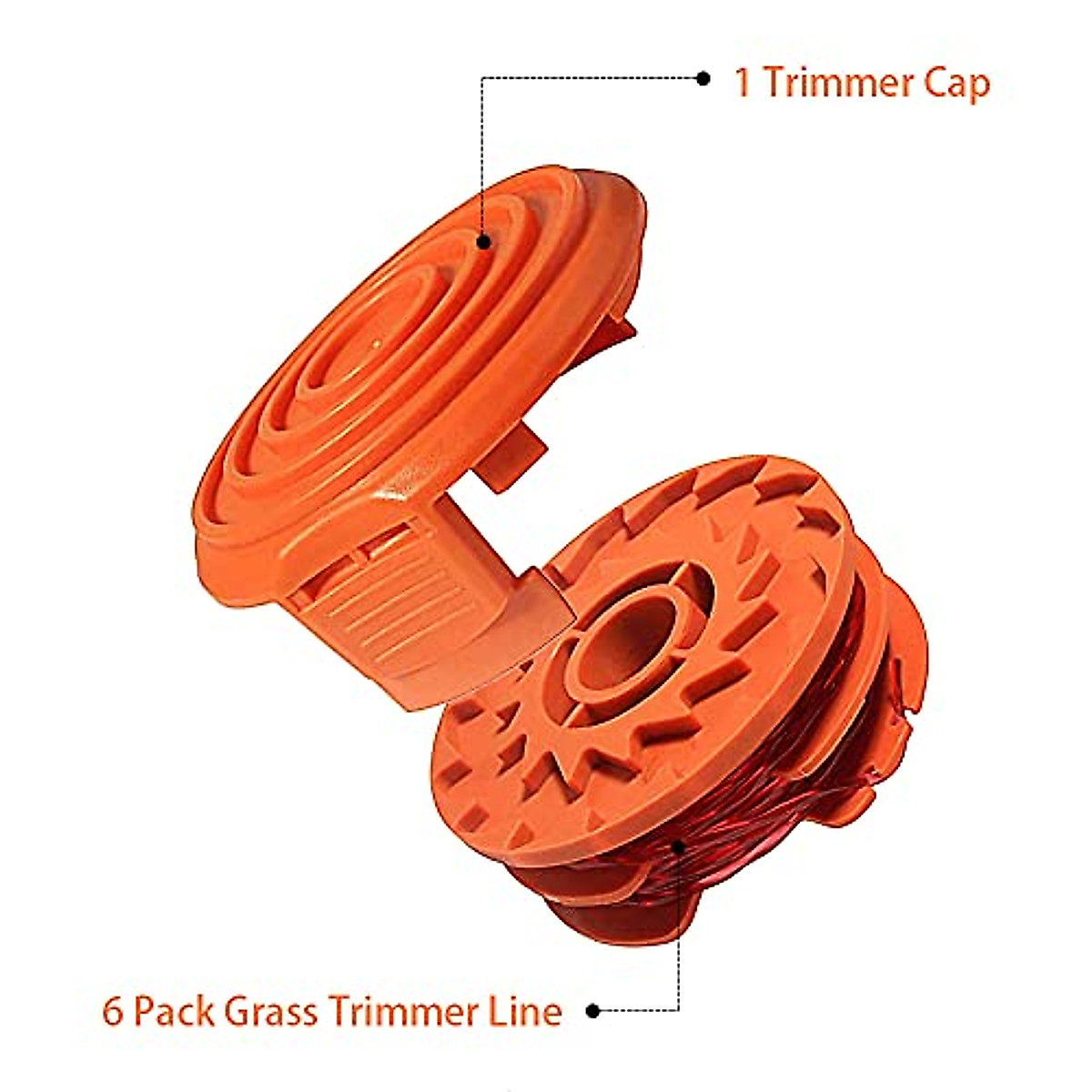 CZON WA0007/ 50022833 Replacement Line Trimmer Spool for Worx WG116 WG119 Corded Electric String Trimmers,16ft 0.065'', 7-Pack (6-Line Spool + 1 Cap)