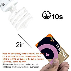 WACOOL Spiral Compact UVA UVB Reptile Light, 26W Energy Saving Lamps UVA UVB Bulb 10.0 and UV Test Card Kit for Reptile/Snake/Lizard/Insect/Turtle/Tortoise/Gecko etc. (26W)