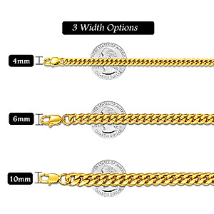 Jewlpire Gold Chain for Men, 6mm Men's Necklaces Cuban Link Chain for Men 18K Gold Plated Mens Gold Chain 20 Inch