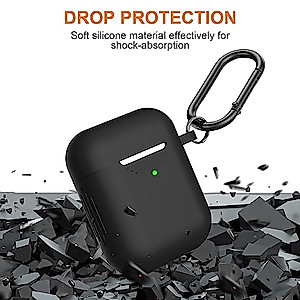 SUPFINE (2 in 1) for Airpod Case Cover, Soft Silicone Protective and Airpod Cleaner Kit Compatible with Airpods 2nd Generation Charging Case (Black)