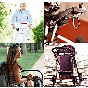 Brute Strength - Leather Stroller Hooks - Cognac 2X - Full Grain Leather - Mommy Hook - Stroller Clip - Bag Hook - Straps with Hooks - Carabiner Hook Clips