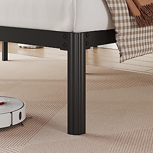 UOMEUR Queen Bed Frames,Queen Bed Frame with Headboard & Charging Station,Black Bed Frame Queen Size No Box Spring Needed,Metal Queen Bed Frames for Kids,Boys,Girls,Adult,Easy Assembly and Noise Free