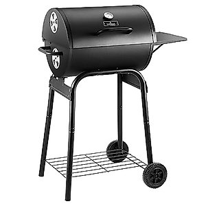 Charcoal Grills Outdoor BBQ Grill, Barrel Charcoal Grill with Side Table, with Nearly 500 Sq.In. Cooking Grid Area, Outdoor Backyard Camping Picnics, Patio and Parties, Black by DNKMOR