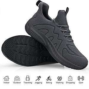 Feethit Mens Non Slip Running Sneakers Casual Breathable Slip on Walking Tennis Shoes Casual Comfortable Shoes Drak Gray 10