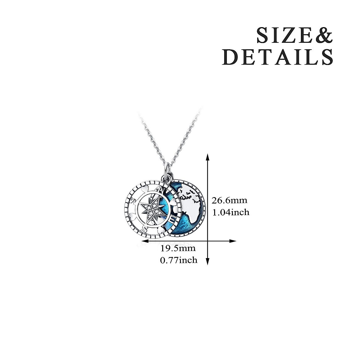 YFN Compass Pendant Necklace Sterling Silver Navy Anchor Travel Map Necklace for Women Men (Go in the Direction of Your Dream Necklace)
