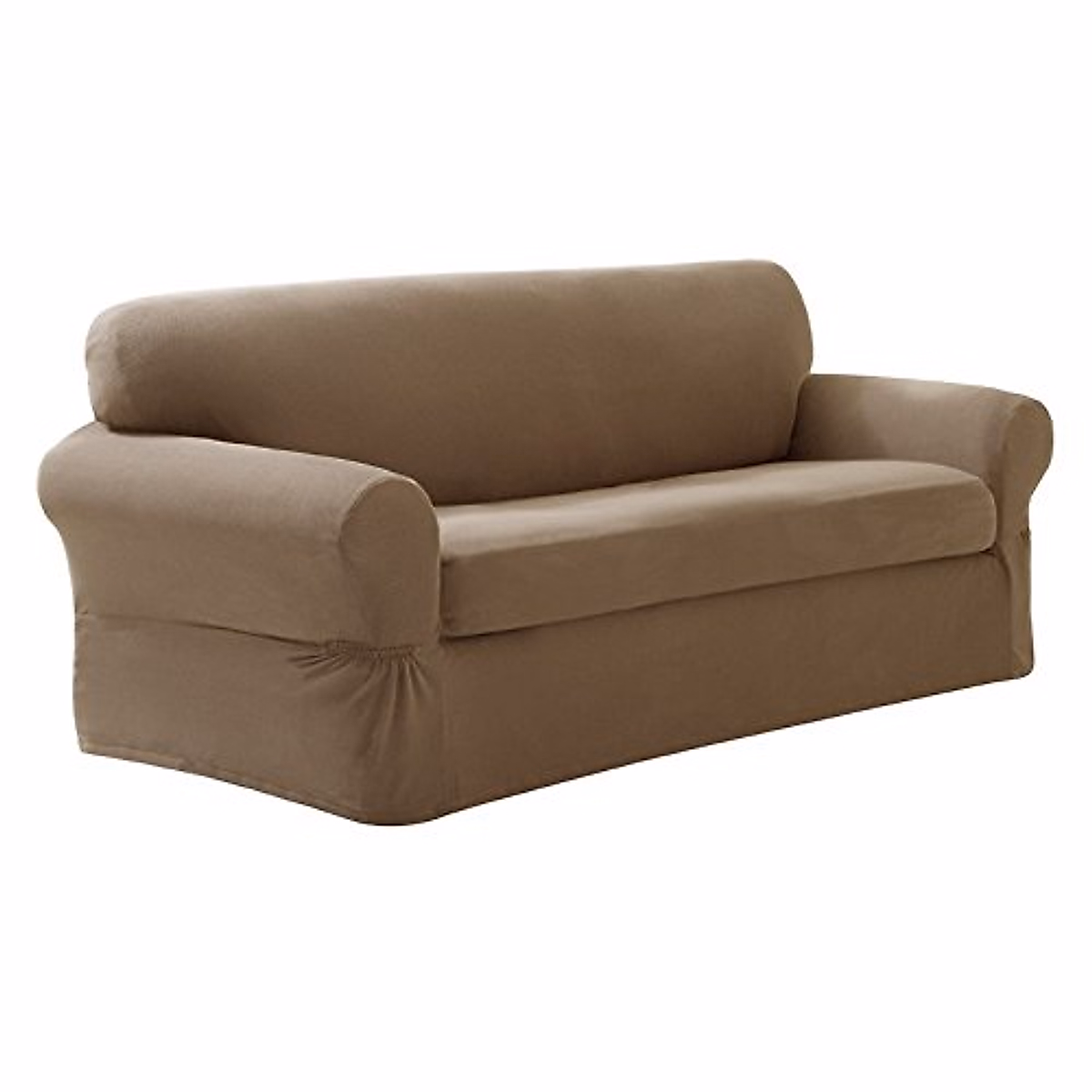 MAYTEX Pixel Ultra Soft Stretch 2 Piece Furniture Cover Loveseat Slipcover, Sand