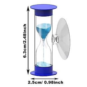 2 Minute Hourglass Sand Timer with Suction Cup,Unbreakable Sucker Sand Clock Timer 2 min,Plastic Mini Sand Watch,Rotatable Reloj De Arena for Kids Toothbrush(Blue)