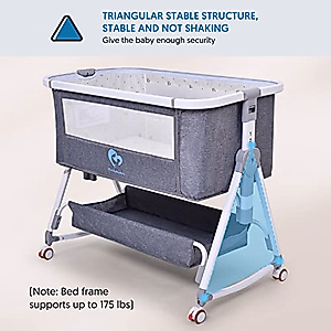 Bellababy Baby Bedside Sleeper, Bassinet for Safe Co-Sleeping, Storge Bag, Easy to Assemble, Easy Folding Portable Crib for Newborn/Infants