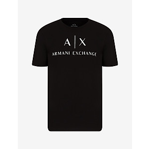 A|X ARMANI EXCHANGE mens Classic Crew Logo Tee T Shirt, Black, Medium US