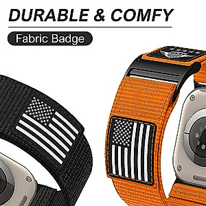 Rugged Nylon Band Compatible with Apple Watch Ultra Band 49mm 45mm 44mm 42mm,Wide Sport Loop Adjustable Wristbands Replacement Strap for Apple Watch Band iWatch Ultra Series 8/7/SE/6/5/4/3/2/1,falg