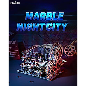 RoWood 3D Puzzles for Adults, Model Kits for Adults to Build, Wooden Town Christmas Birthday Gifts for Teens- Marble Night City