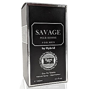 Hybrid & Company Savage Cologne for Men Eau De Toilette Natural Spray Masculine Scent 3.4 Fl Oz