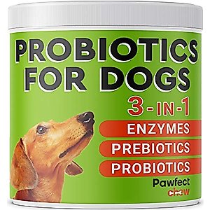PAWFECTCHEW Probiotics for Dogs - Advanced Dog Probiotics Chews + Digestive Enzymes - Relieves Diarrhea, Gas, Constipation - Improve Digestion, Immunity, Stops Poop Eating