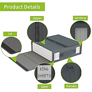 Aokeyee Bed Sheet Organizers and Storage, 2 Pack Foldable Bed Sheet Organizer for Linen Closet(Queen or King Size),Sheets Set Folder for Bedding Sheets,Duvet Covers and Pillow Cases(Grey)