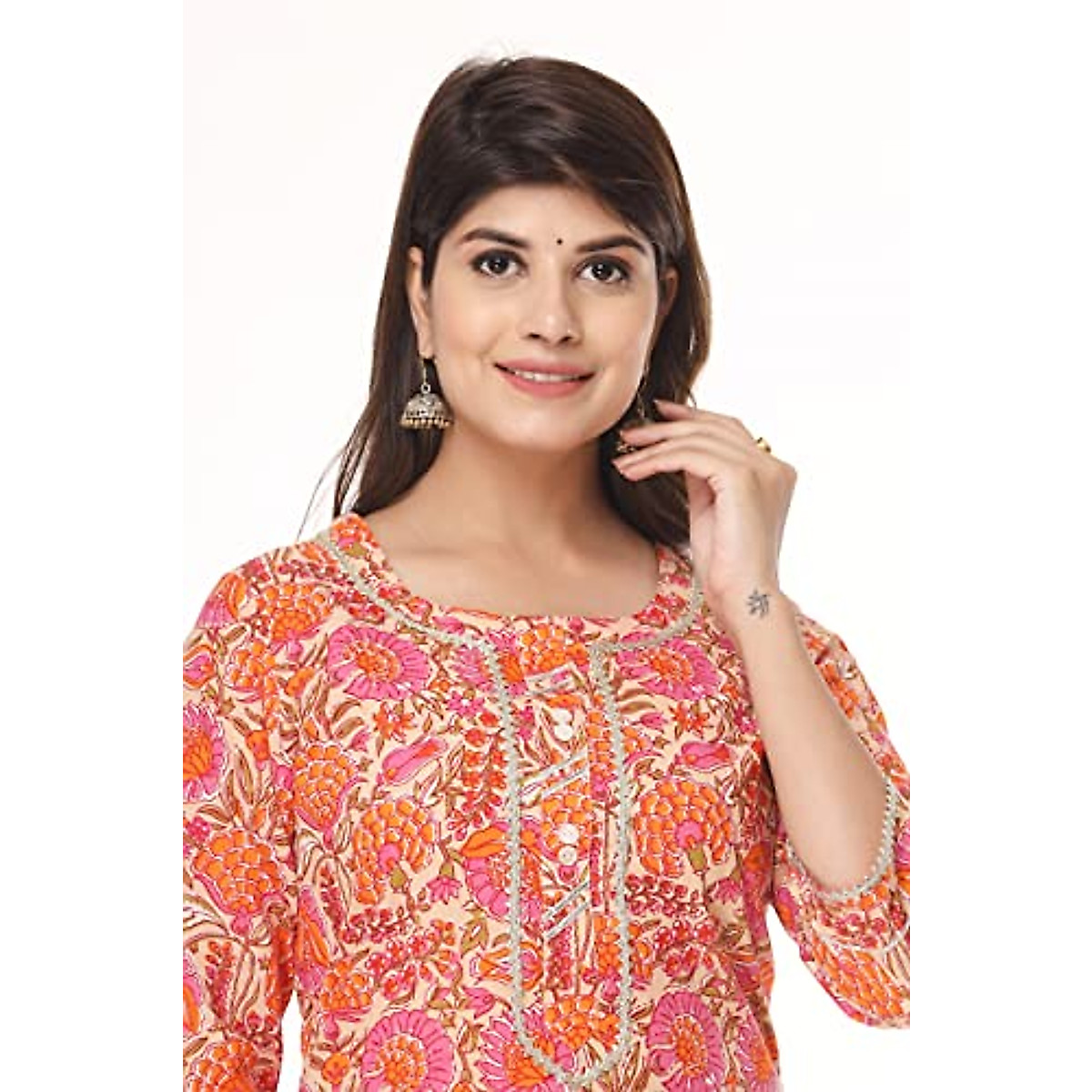Vihaan IMPEX Indian Multicolor Kurti Set for Women with White Pant