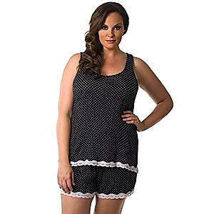 Velvet Kitten Comfy Plus Size Tank Top & Short 562856x 2X Black/Pink