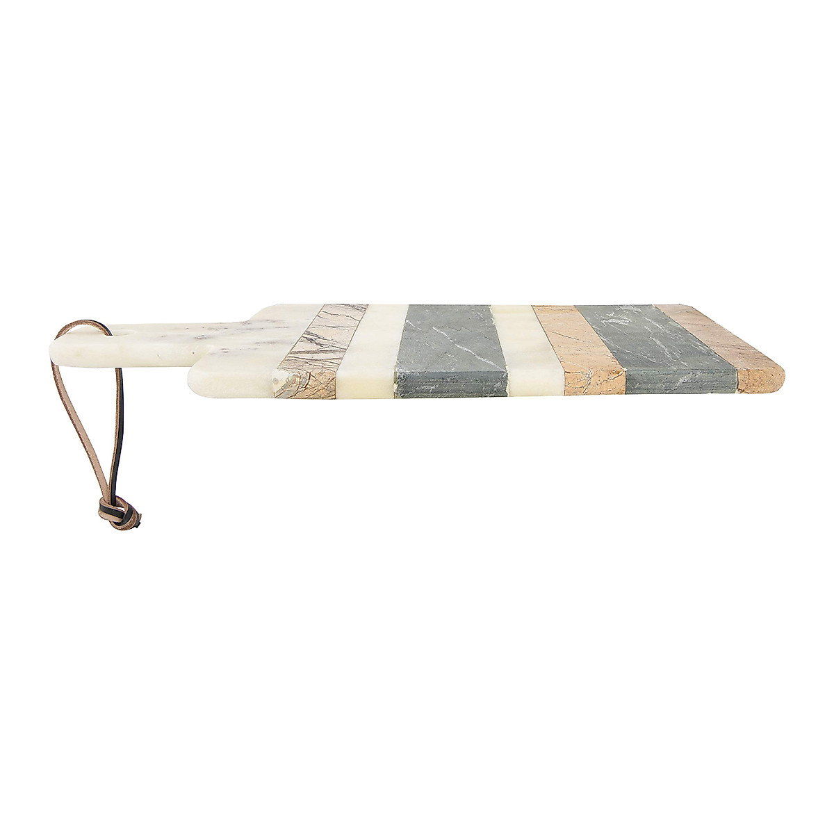 Bloomingville Marble Cheese and Cutting Board with Stripes and Leather Tie, Multicolor