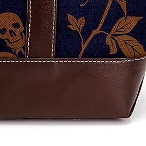 Skulls and Roses Tote Bags Large Leather canvas Purses and Handbags for Women Top Handle Shoulder Satchel Hobo Bags
