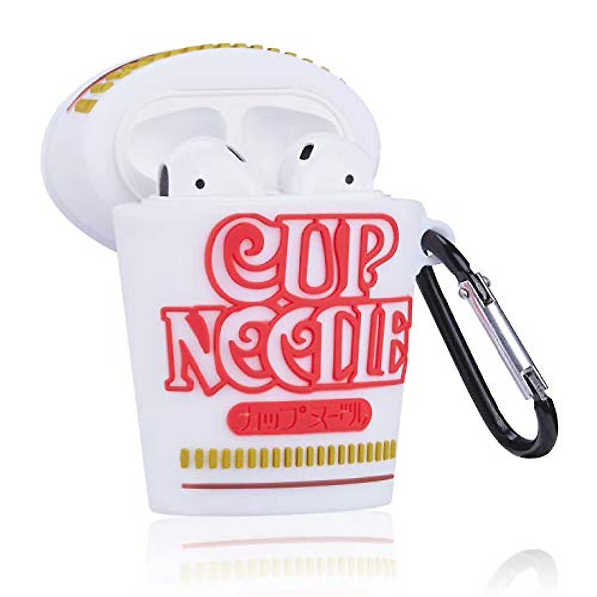 Coralogo for Airpods 1/2 Cute Case, 3D Cartoon Food Ramen Fashion Soft Silicone Airpod Shockproof Skin Funny Fun Cool Design Accessories Cover Air pods Cases for Kids Teens Girls Boys (Cup Noodle)